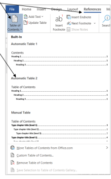 Activity – Word long document 1: Automatic table of contents – TEP021 Foundations for Success